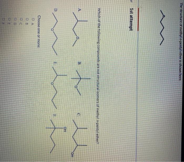 Solved The structure of methyl n-pentyl ether is shown here | Chegg.com