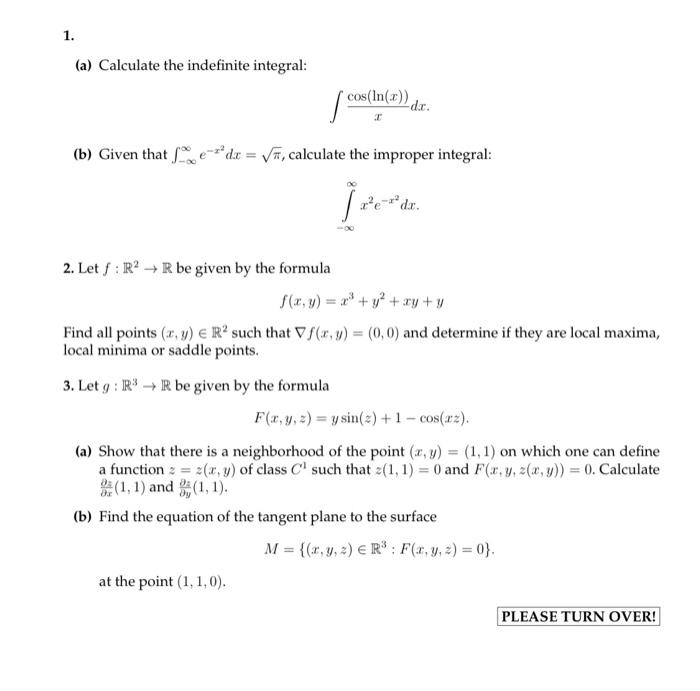 Solved (a) Calculate the indefinite integral: | Chegg.com