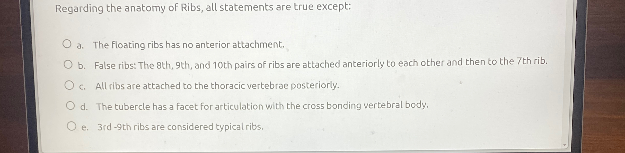Solved Regarding the anatomy of Ribs, all statements are | Chegg.com