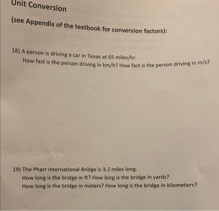 Solved Unit Conversion (see Appendix of the textbook for | Chegg.com
