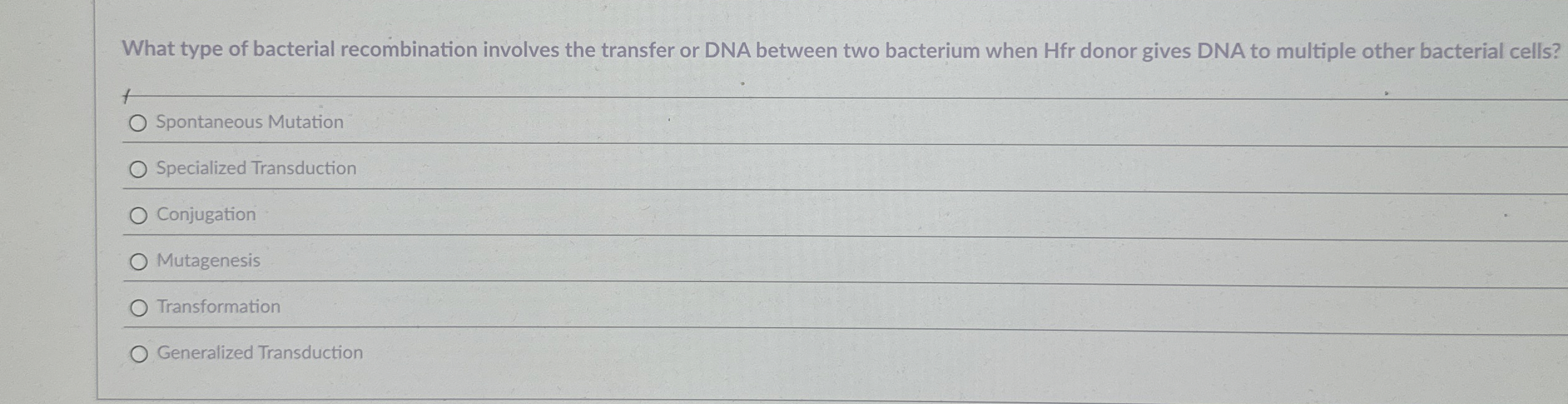 Solved What type of bacterial recombination involves the | Chegg.com