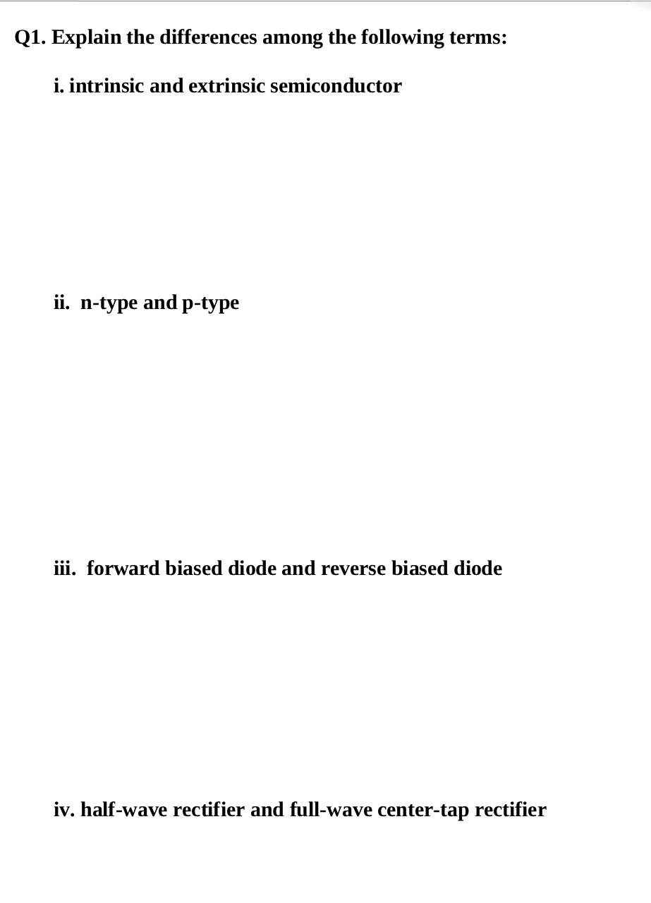 Solved Q1. Explain the differences among the following | Chegg.com