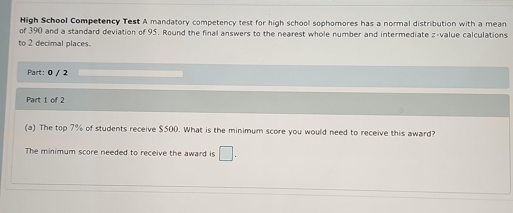 Solved High School Competency Test A mandatory competency | Chegg.com