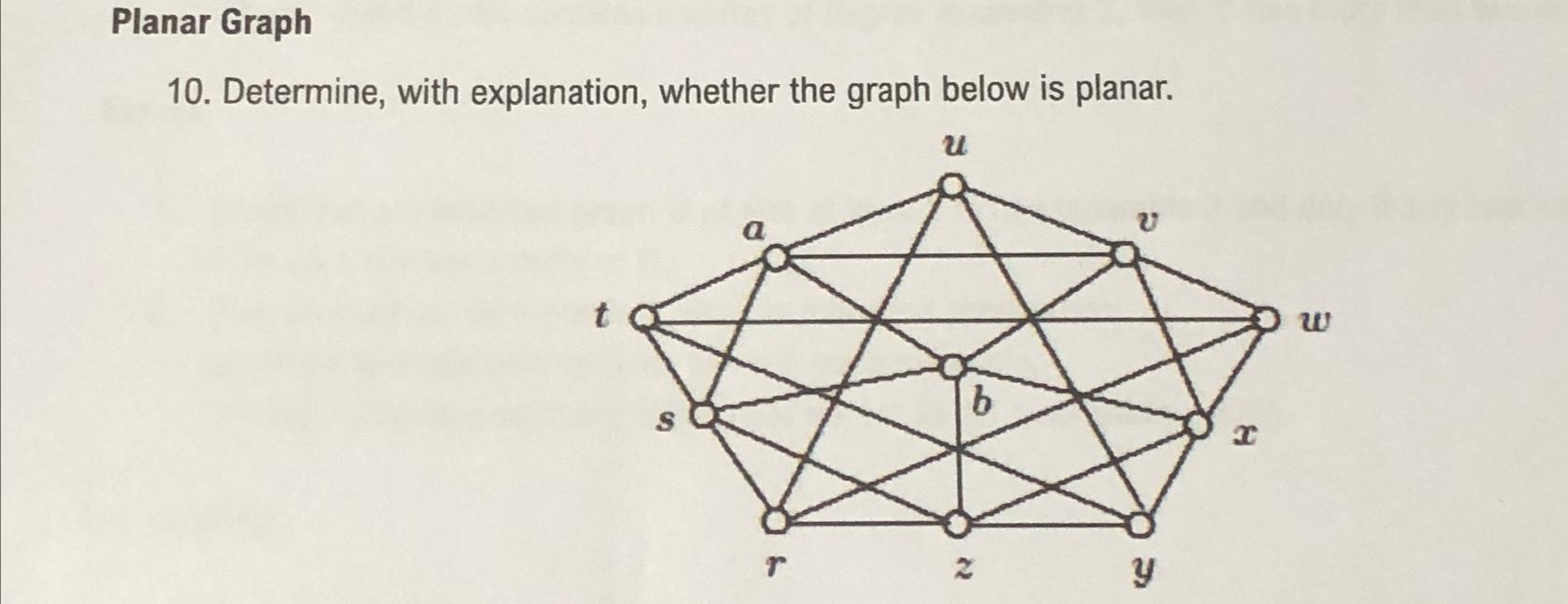 Solved Planar Graph10. Determine, with explanation, whether | Chegg.com Solved Planar Graph10. Determine, with explanation, whether | Chegg.com