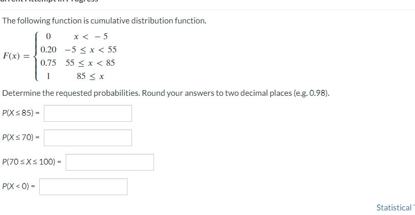 Solved The following function is cumulative distribution | Chegg.com