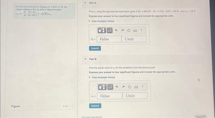 Solved Uw=R2R1(R+2R)(R+R,R1)(−ΔR)v1+1 Express your anwese to | Chegg.com