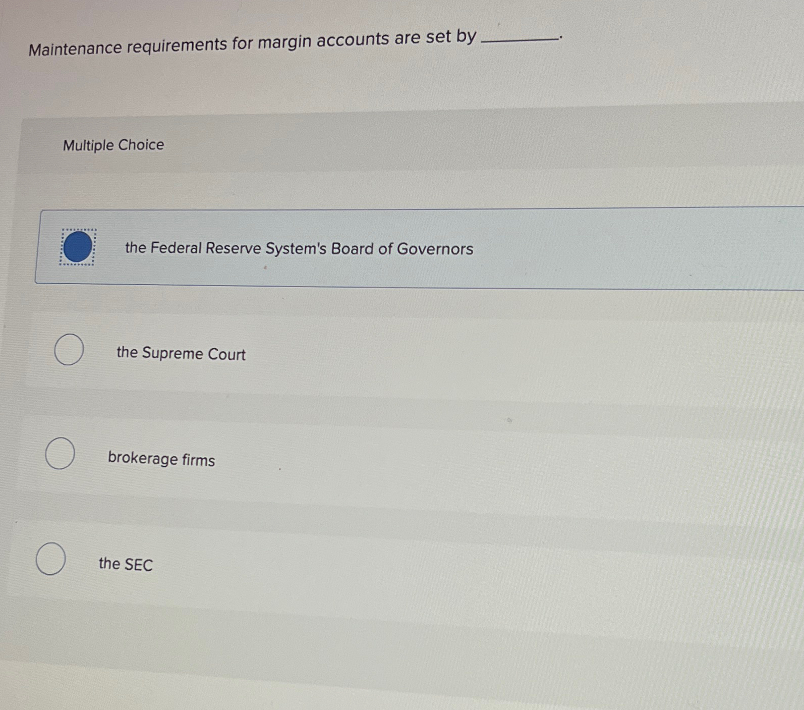 Solved Maintenance requirements for margin accounts are set | Chegg.com