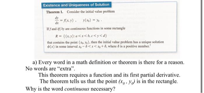 Solved Existence and Uniqueness of Solution Theorem 1. | Chegg.com