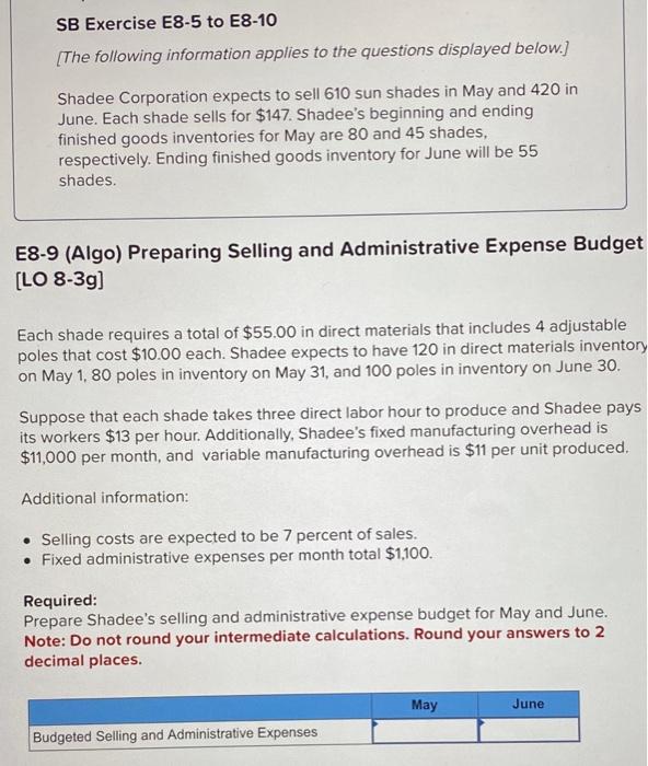Solved SB Exercise E8-5 to E8-10 [The following information | Chegg.com
