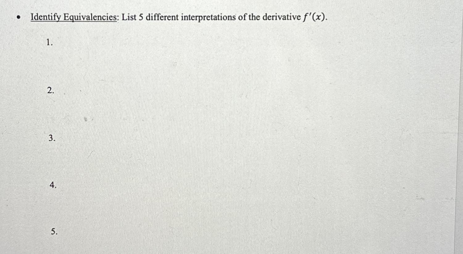 Solved Identify Equivalencies: List 5 ﻿different | Chegg.com