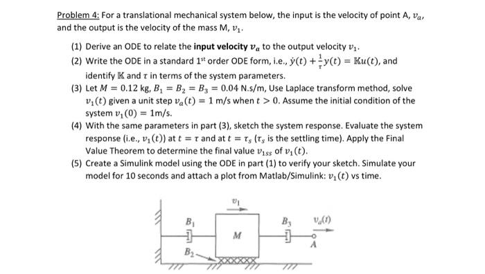 Solved roblem 4: For a translational mechanical system | Chegg.com