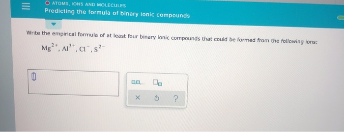 Solved O ATOMS, IONS AND MOLECULES Predicting the formula of | Chegg.com