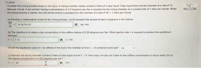 Solved (1 point) Consider the mixing process shown in the | Chegg.com