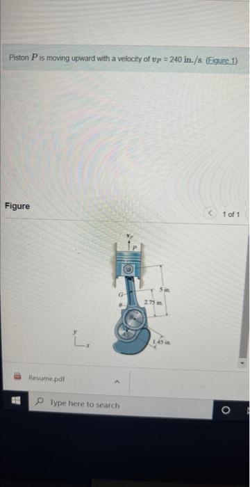 Solved Piston P is moving upward with a velocity of | Chegg.com