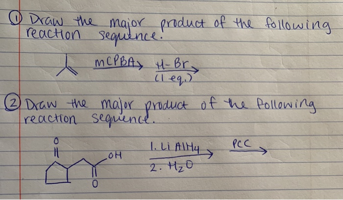 Solved Draw the major product of the following reaction | Chegg.com