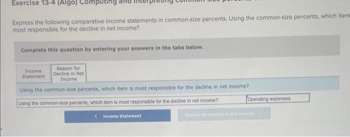 Solved Exercise 13-4 (Algo) Computing and interpreting | Chegg.com