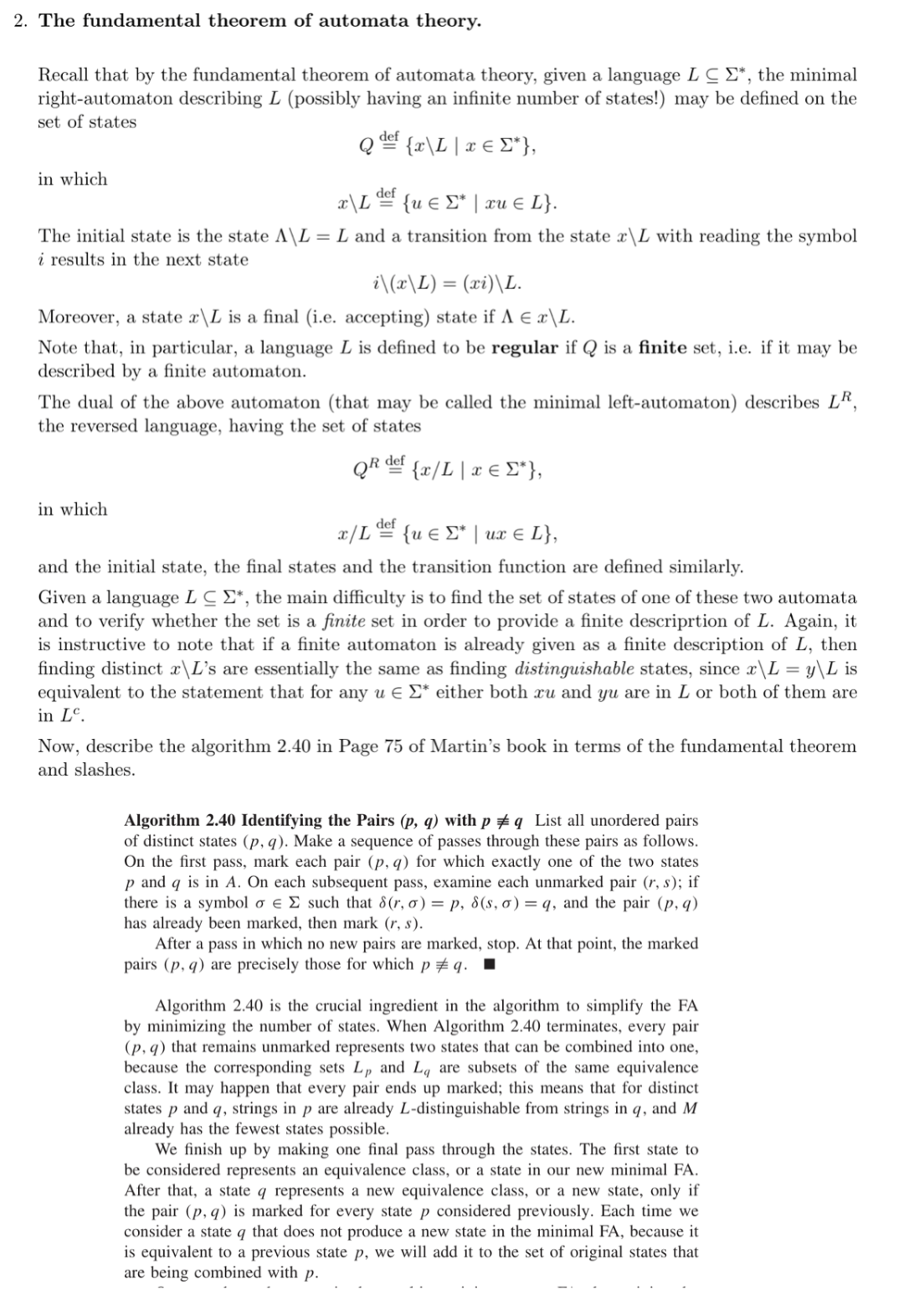 The fundamental theorem of automata theory.Recall | Chegg.com