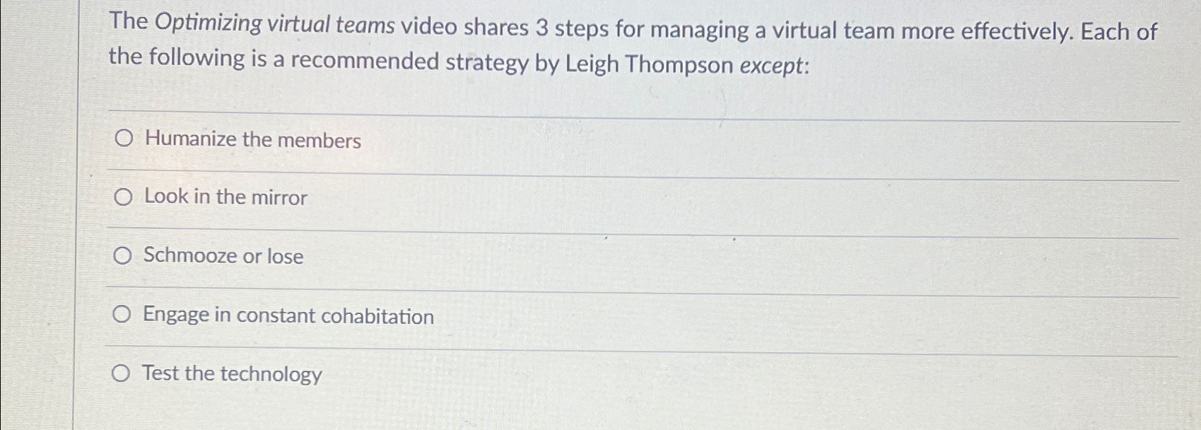 Solved The Optimizing virtual teams video shares 3 ﻿steps | Chegg.com