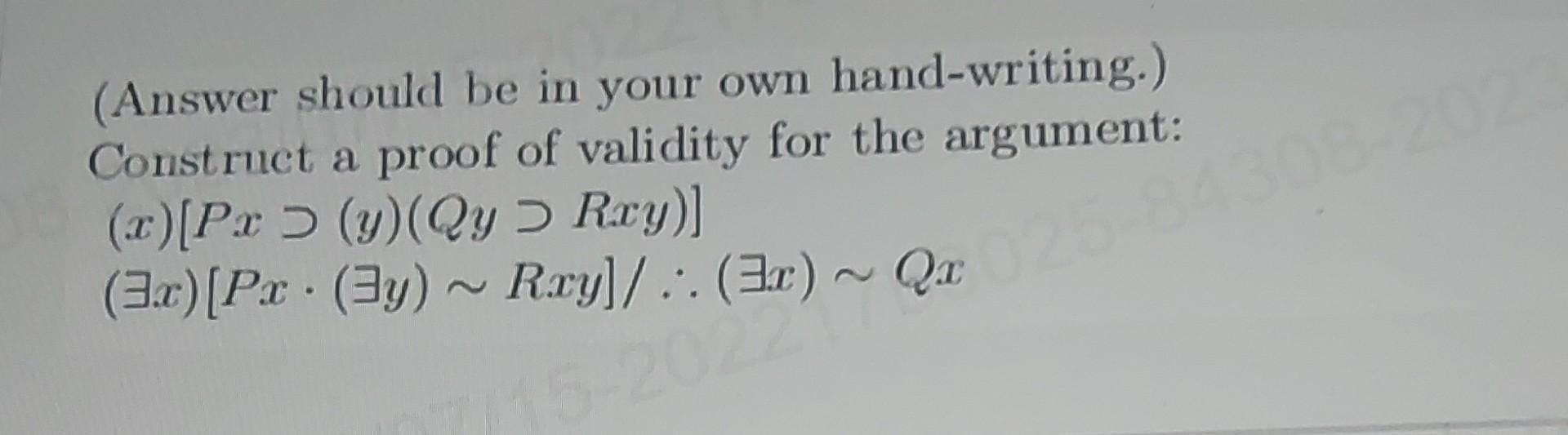 (Answer should be in your own hand-writing.) | Chegg.com
