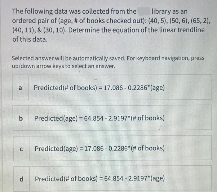 Solved 30) determine the equation of the linear trendline of | Chegg.com