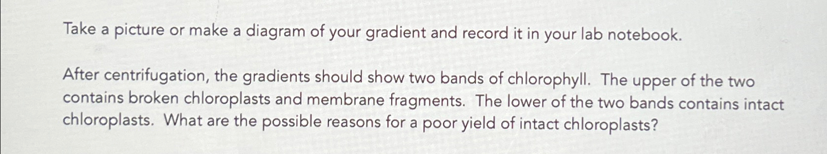 Solved After centrifugation, the gradients should show two | Chegg.com