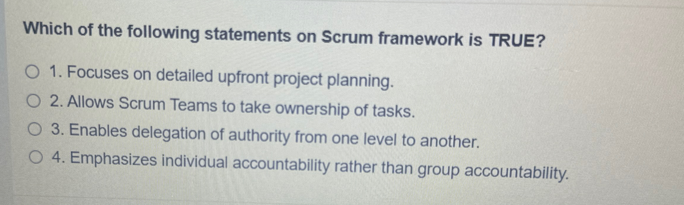 Solved Which of the following statements on Scrum framework | Chegg.com