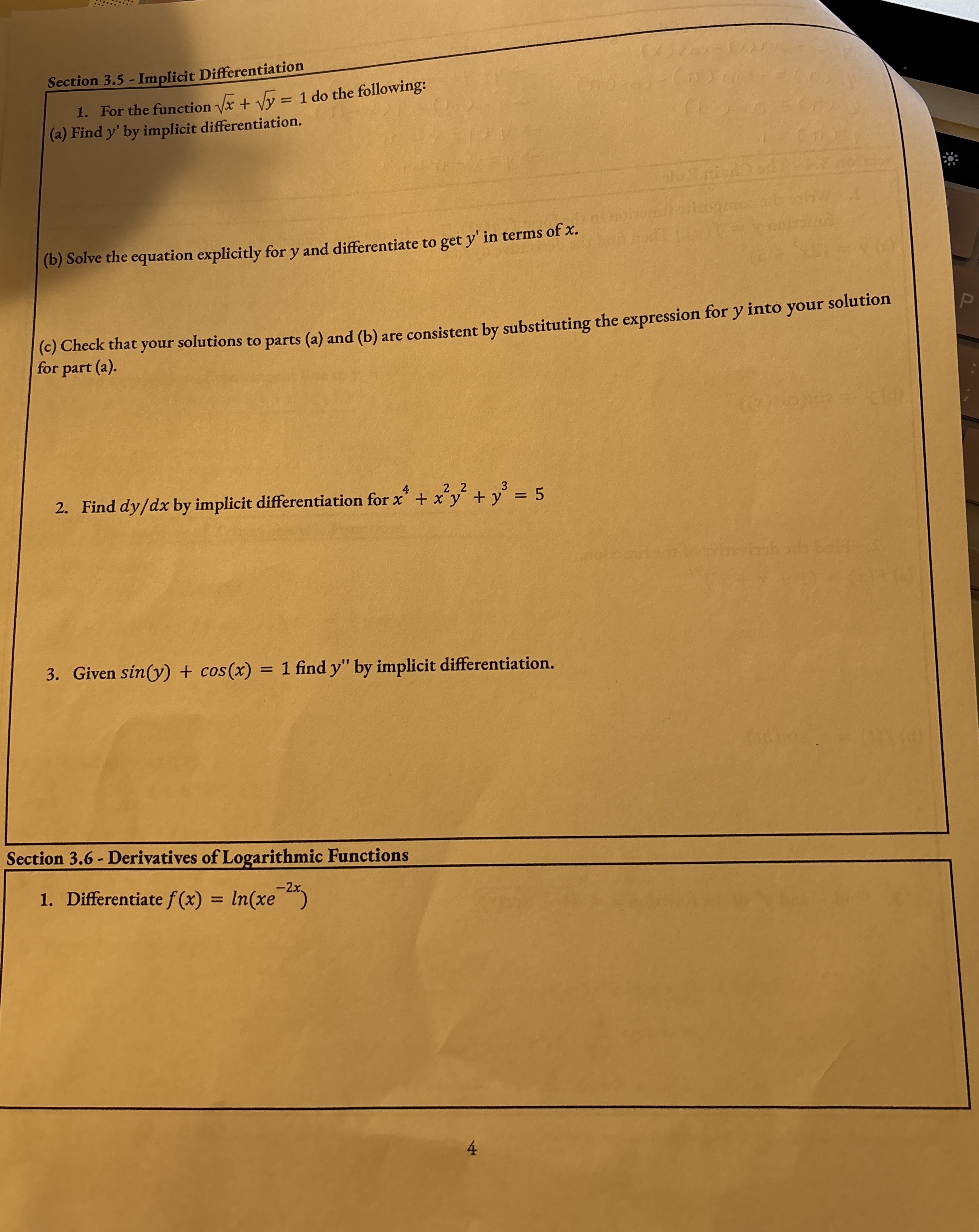 Solved Section 3.5 - ﻿Implicit DifferentiationFor the | Chegg.com