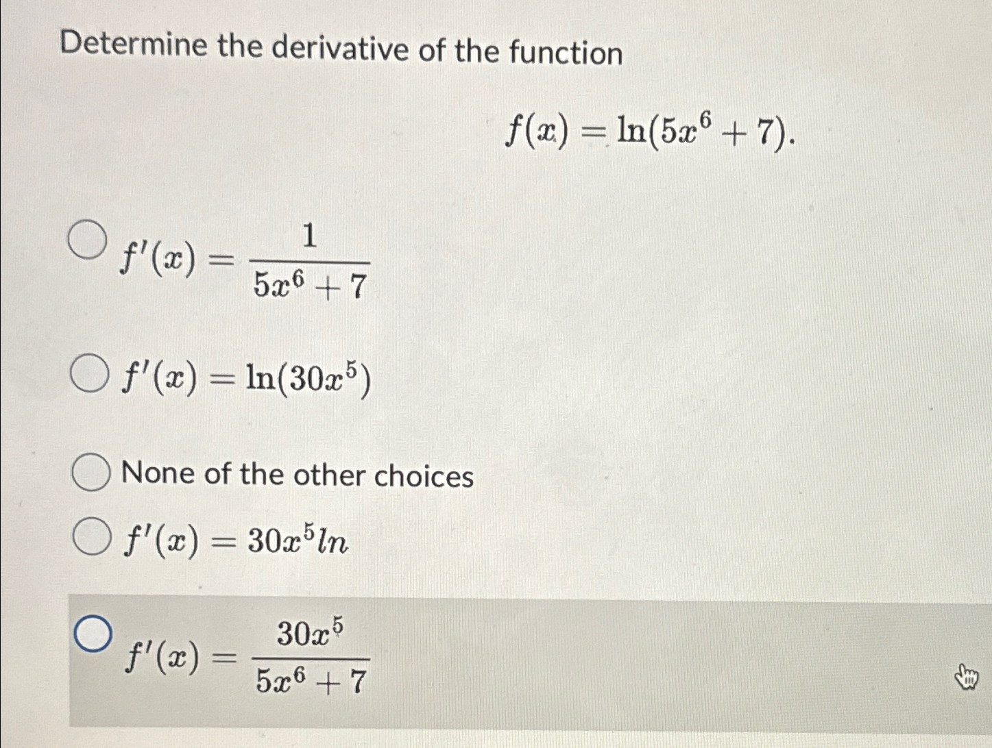 Solved Determine the derivative of the | Chegg.com