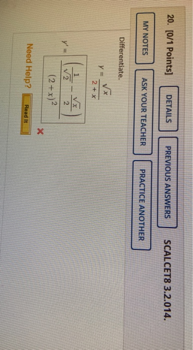 Solved 15. [O/1 Points] DETAILS PREVIOUS ANSWERS SCALCET8 | Chegg.com