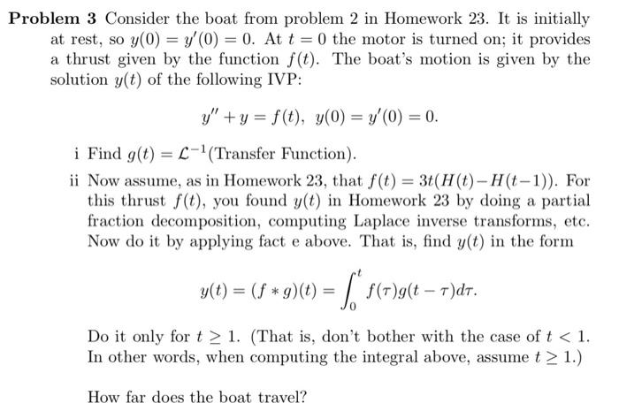 roblem 3 Consider the boat from problem 2 in Homework | Chegg.com