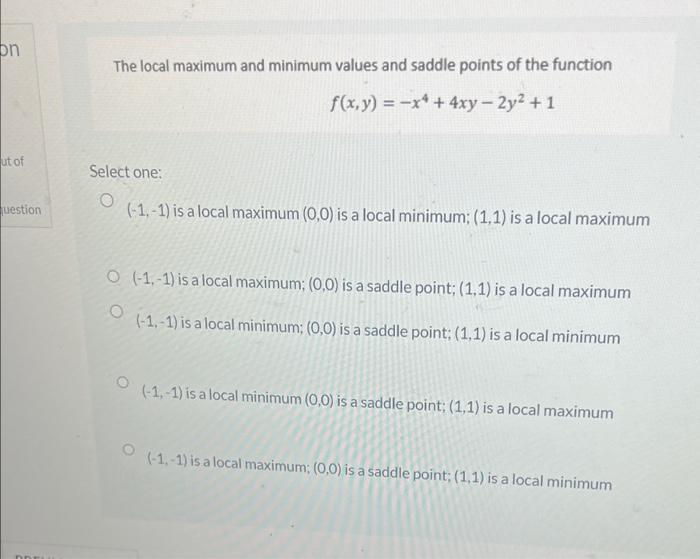 Solved The local maximum and minimum values and saddle | Chegg.com
