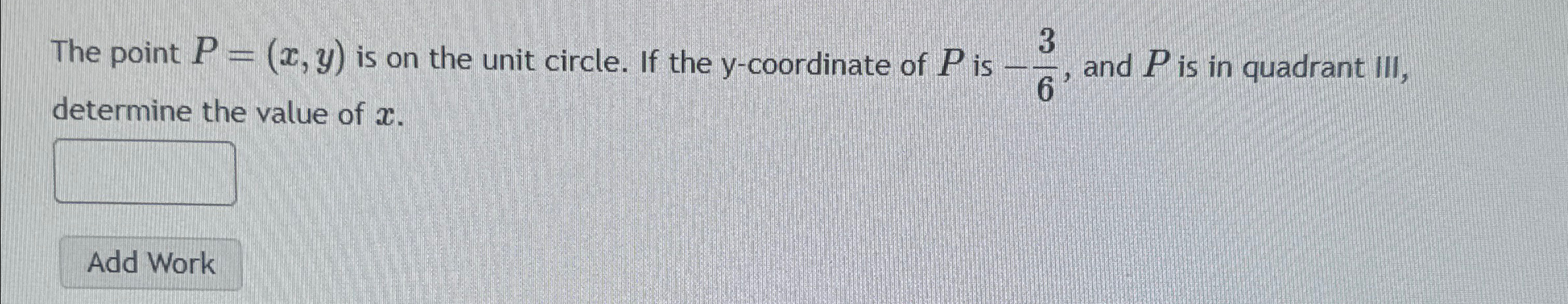 Solved The point P=(x,y) ﻿is on the unit circle. If the | Chegg.com