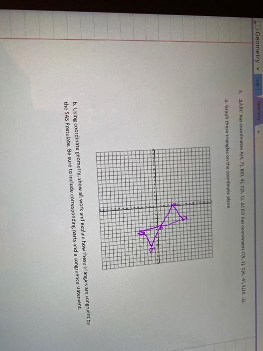 Solved Geometry Geomy 3. AABC has coordinates A[4,7), | Chegg.com