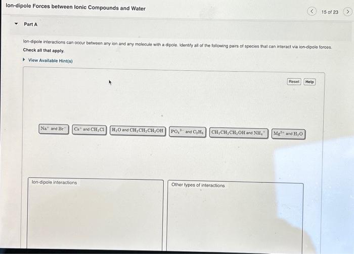 Solved lon-dipole Forces between lonic Compounds and Water | Chegg.com
