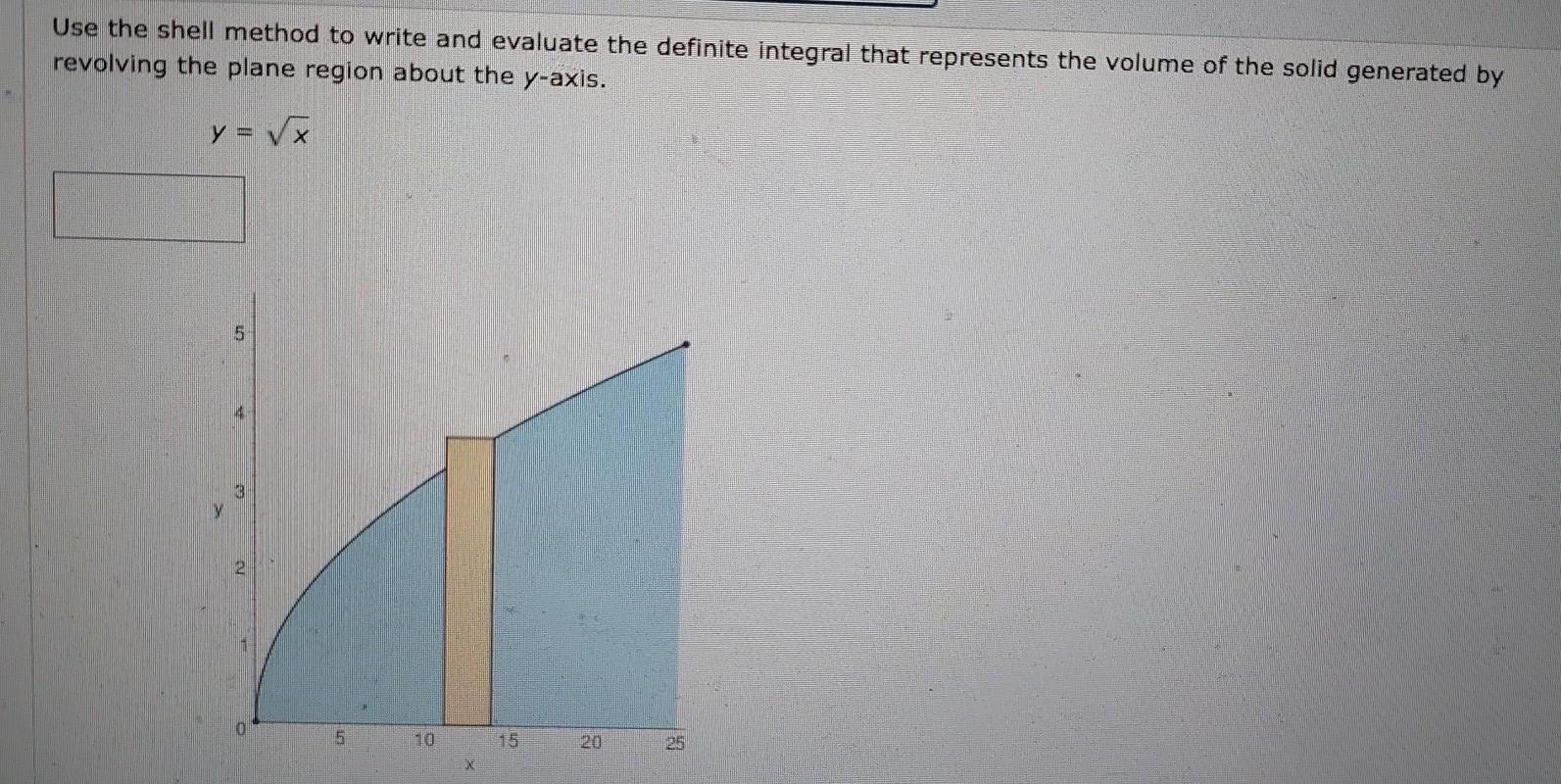 Solved Use the shell method to write and evaluate the | Chegg.com