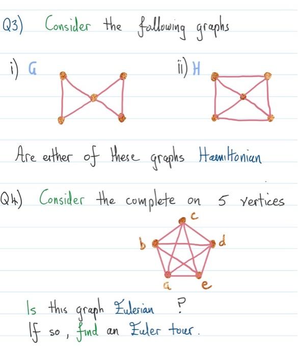 Solved Q3) Consider the following graphs i) H M. Are either | Chegg.com