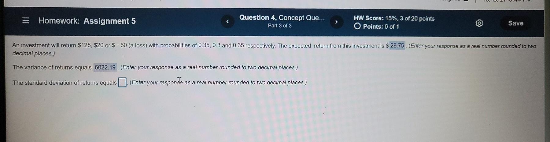 Solved Homework Assignment 5 Question 4 Concept Que