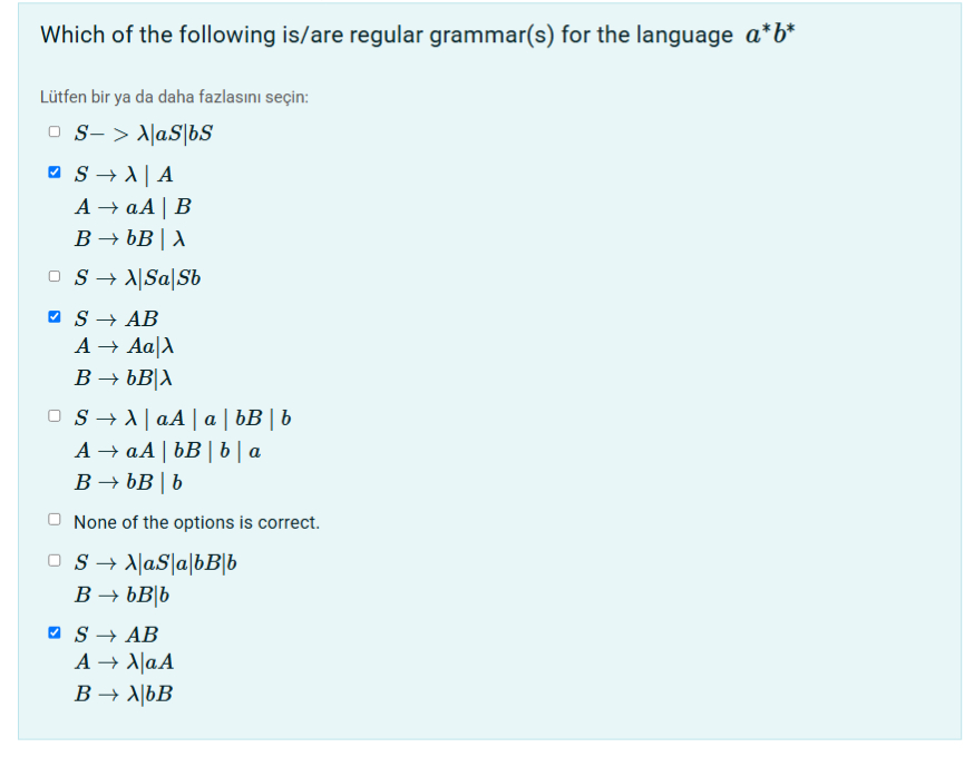 Solved Which of the following i(s)/(a)re regular grammar(s) | Chegg.com