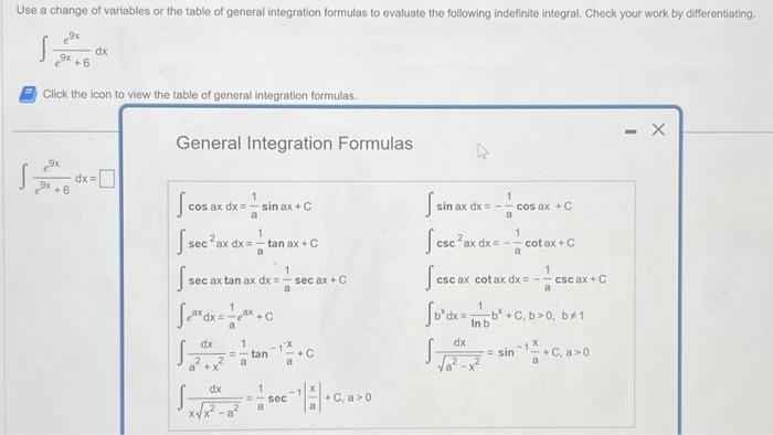 Solved Use a change of variables or the table of general | Chegg.com