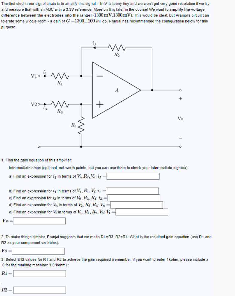 Solved The first step in our signal chain is to amplify this | Chegg.com