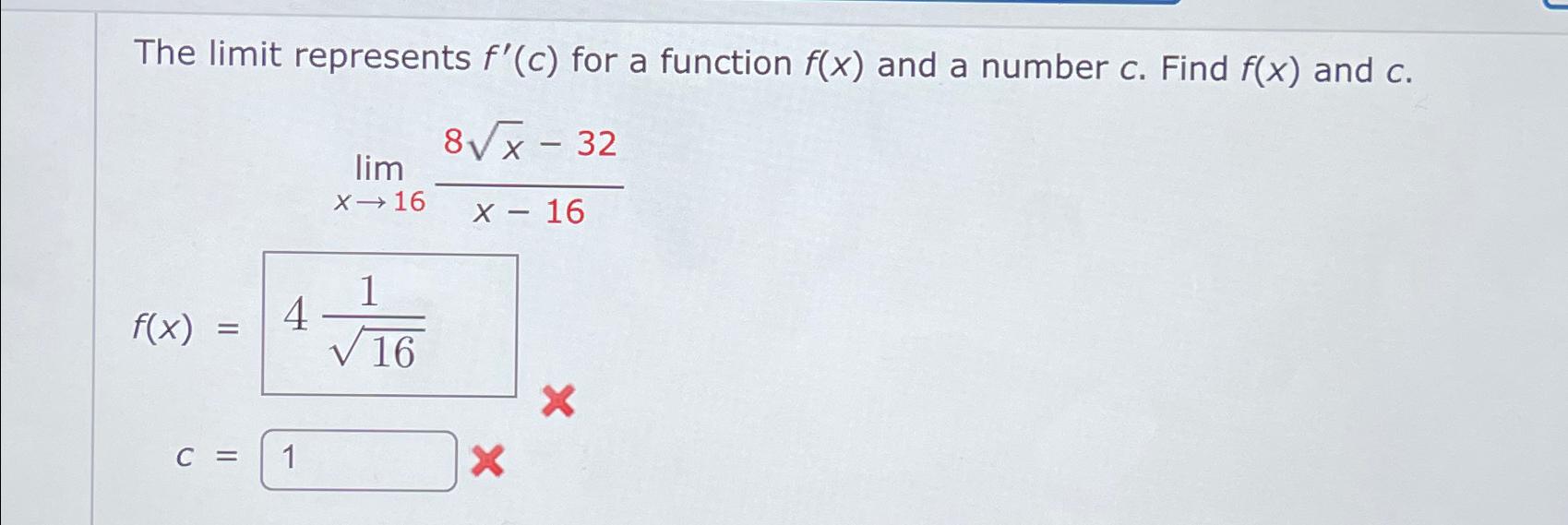 Solved The limit represents f'(c) ﻿for a function f(x) ﻿and | Chegg.com