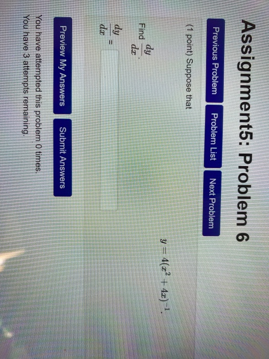 Solved Assignment5 Problem 6 Previous Problem Problem List 
