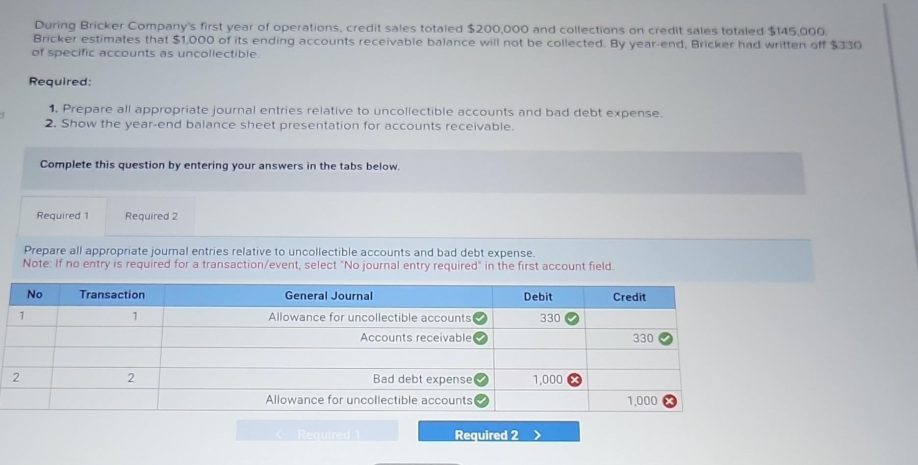 Solved During Bricker Company's first year of operations, | Chegg.com