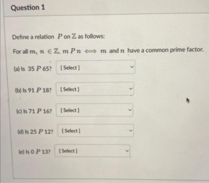 Solved Define a relation P on Z as follows: For all | Chegg.com