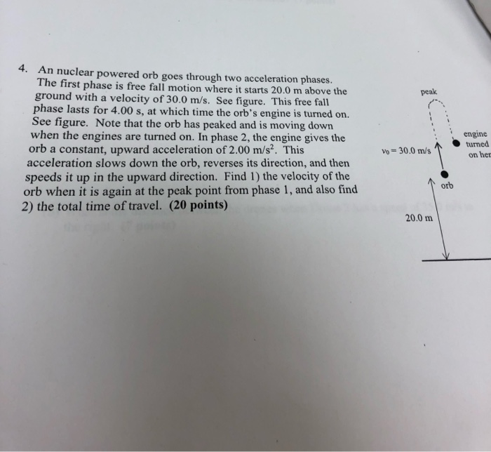 Solved 4. An nuclear powered orb goes through two | Chegg.com