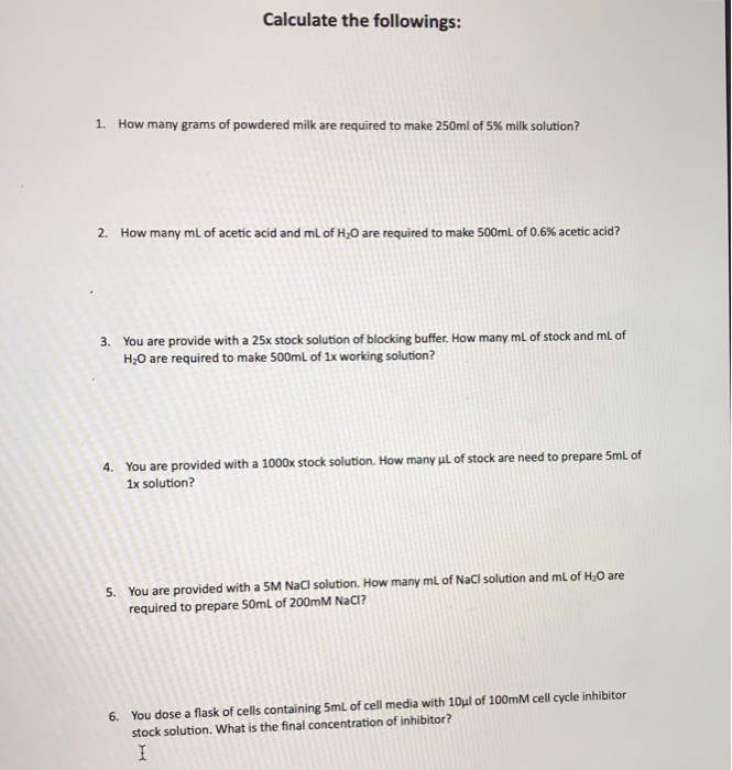 Solved A) Prepare 1ml of a 5M sodium chloride solution. Show | Chegg.com