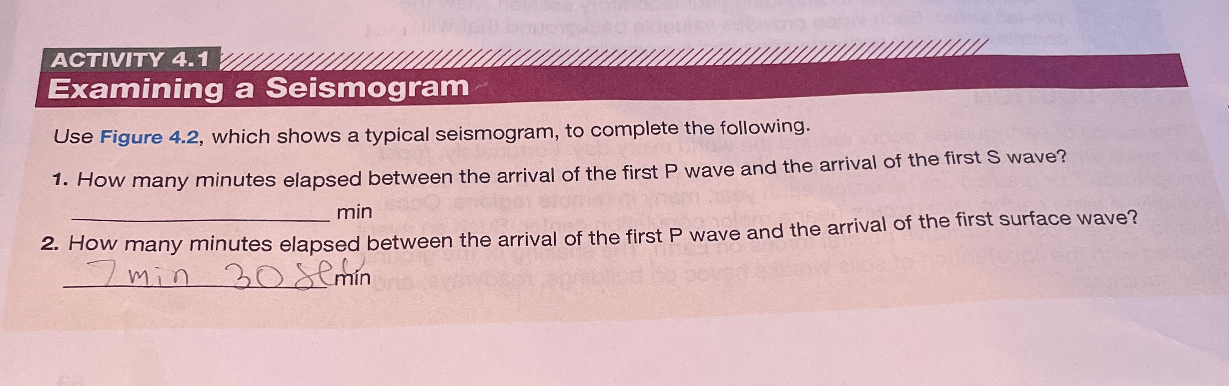 Solved ACTIVITY 4.1 ﻿Examining a SeismogramUse Figure 4.2, | Chegg.com