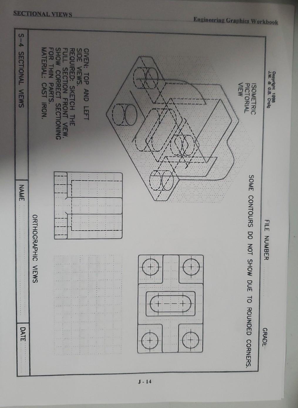Solved s-4 sectional views Page j - 14 given top and left | Chegg.com
