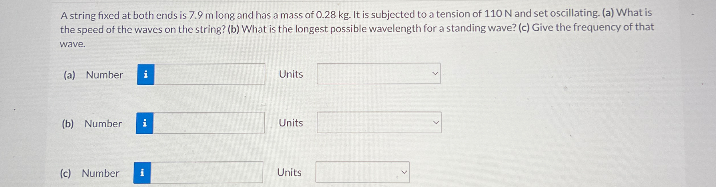 Solved A string fixed at both ends is 7.9m ﻿long and has a | Chegg.com