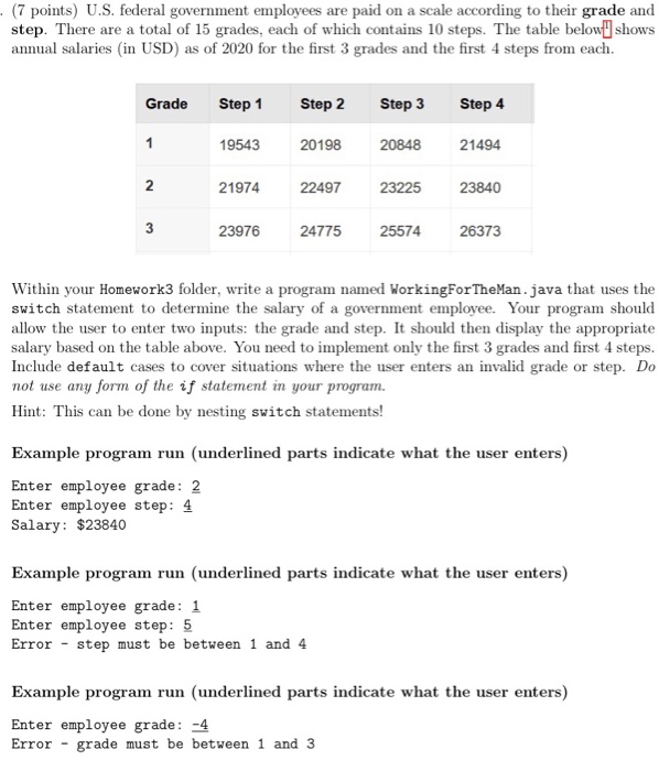 Solved . (7 points) U.S. federal government employees are | Chegg.com